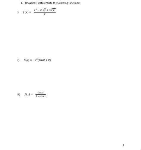 Solved Points Differentiate The Following Functions Chegg