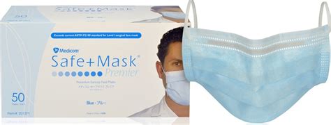 Medicom Safemask Premier Earloop Face Masks 50box Blue
