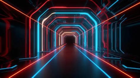 네온 조명 및 그리드 사각형의 3d 렌더링된 이미지 3d 렌더링 그림 보라색과 파란색 빛나는 네온 사각형 모양의 빈 공간 벽지 배경이 있는 미래 지향적인 현대 그리드