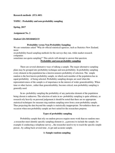 Probability And Non Probability Pdf Sampling Statistics Randomness