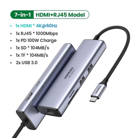 【new • 60hz】ugreen Usb Hub 4k 60hz Usb C To Hdmi 20 Rj45 Usb 30 Pd