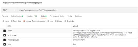 How To Embed A Video Player When Posting A Message With Yammer Api Stack Overflow