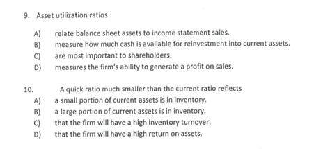 [solved] 9 Asset Utilization Ratios Relate Balance Sheet Assets To Income Course Hero