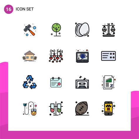 Editable Vector Line Pack Of 16 Simple Flat Color Filled Lines Of Agriculture Time Nature