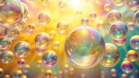 Suspended Iridescent Orbs Shimmer With Inner Light Reflecting Vibrant Hues Against A Radiant