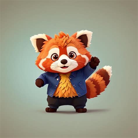 Cute Red Panda Dabbing Funny Cartoon Illustration Of Playful Nature Premium Ai Generated Image
