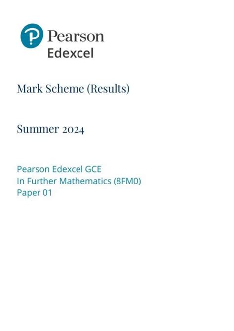 Edexcel Further Mathematics 8fm0 01 Paper 1 Core Pure Mathematics Mark