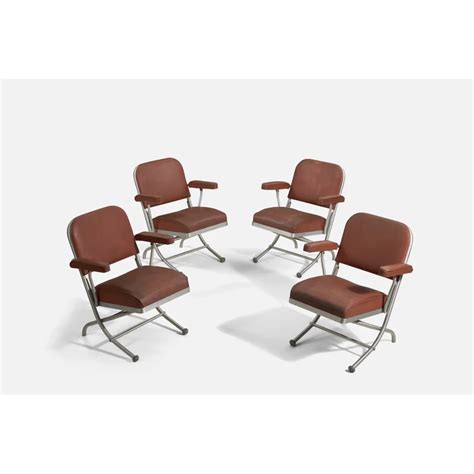 Warren Mcarthur Arm Chairs Steel Vinyl United States 1930s Slip
