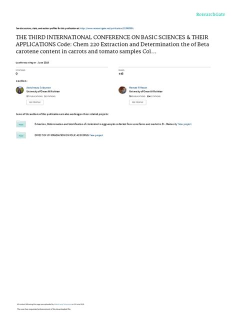 Extraction And Determination The Of Beta Carotene Content In Pdf