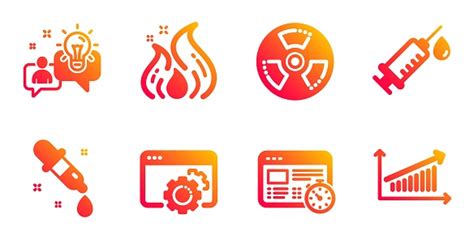 의료 주사기 화재 에너지 및 화학 파이펫 아이콘 세트 화학 적 위험 서 기어 및 웹 타이머 표지판 벡터 고급에 대한 스톡 벡터 아트 및 기타 이미지 Istock