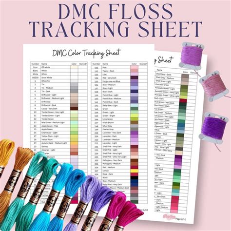 Dmc Floss Color Chart Etsy