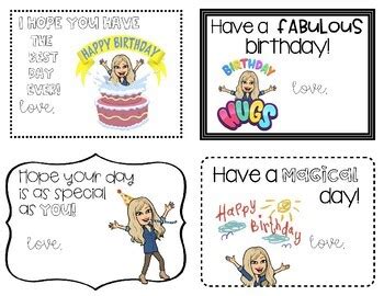 Bitmoji Birthday Cards By Caffeine In Kinder Teachers Pay Teachers