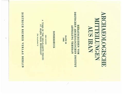 Pdf A Tomb Of The Neo Elamite Period At Arjan Near Behbahan