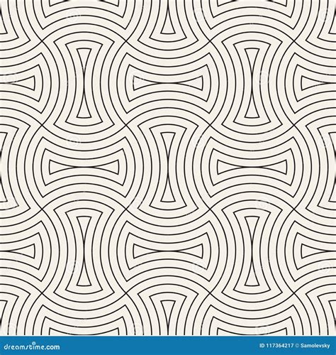 Vector Seamless Vintage Pattern Of Overlapping Arcs In Art Deco Style Modern Stylish Abstract