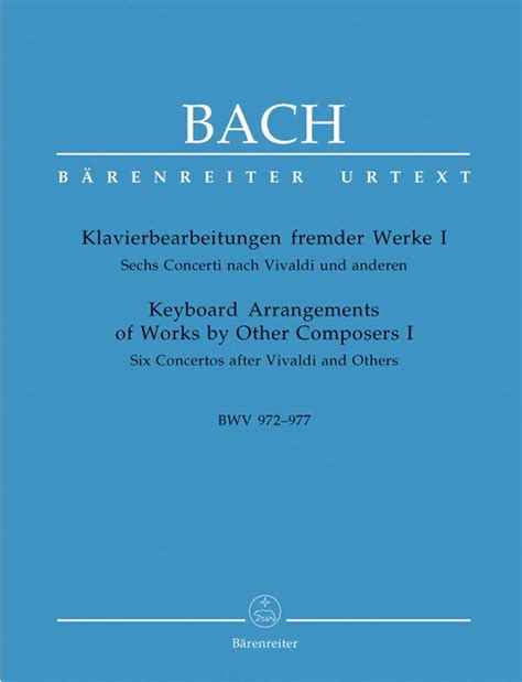 Johann Sebastian Bach Keyboard Arrangements Of Works By Other Composers Piano Solo