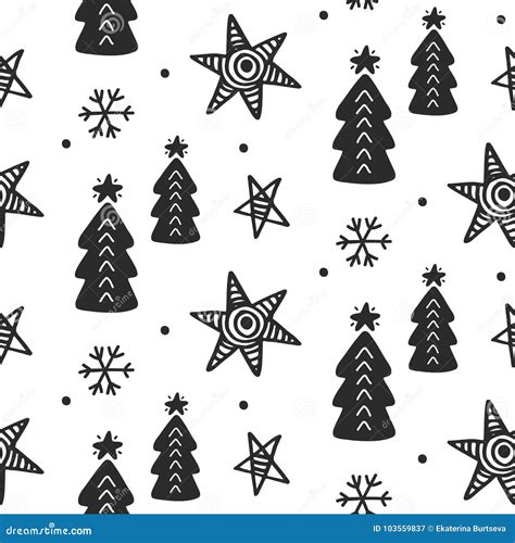 scandinavian christmas nordic seamless pattern with decorative doodle
