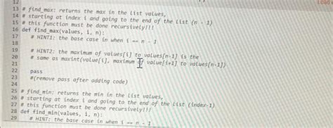 Solved Complete The Findmin And Findmax Functions That