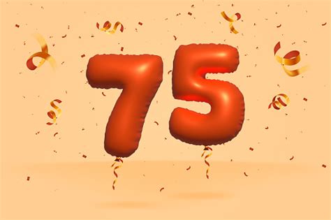 Ballon Orange Helium 3d Numéro 75 Vecteurs libres de droits et plus d ...