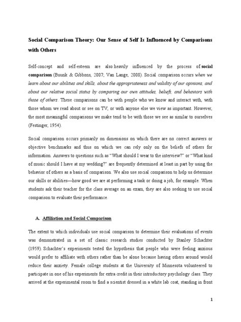 Social Comparison Theory Pdf Self Concept Self Esteem