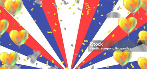 심장 다채로운 풍선 풍선과 색종이 카니발 축제 배경 벡터 일러스트 레이 션 색종이 풍선 파티 장식과 휴일 그림 3차원 형태에 대한 스톡 벡터 아트 및 기타 이미지 Istock