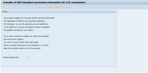 cacs euro first step sap tcode transf conversion info to gen appl