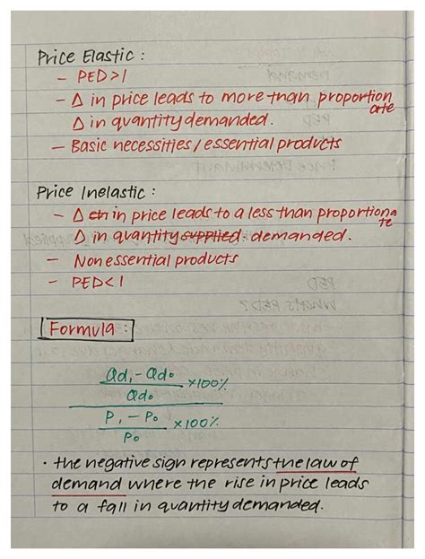 SOLUTION Economics Revision Notes Intro And Determinants Of Price Elasticity Of Demand Ped