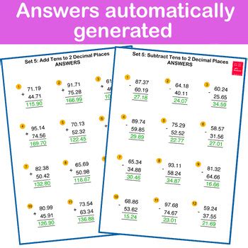 Add And Subtract Decimals Standard Algorithm FREEBIE By Jeff S Notebooks
