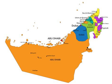 Emirates Map Of The United Arab Emirates