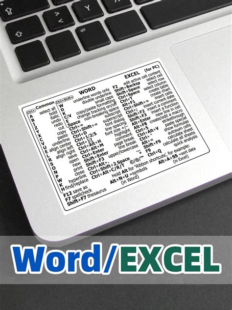 Synerlogic Word Excel Windows Shortcut Sticker Reference Guide Keyboard Shortcut Sticker