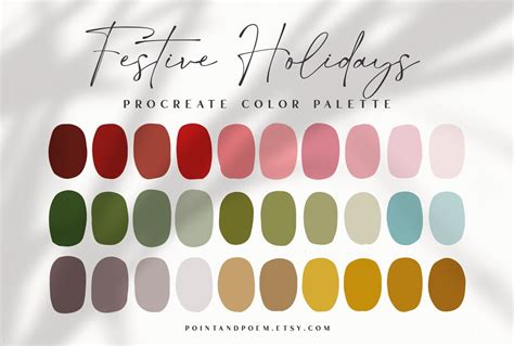 Buy Procreate Color Palette Color Swatches Festive Christmas Winter Holidays Red Green IPad