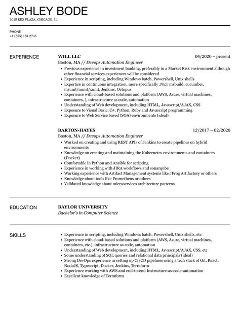 Devops Automation Engineer Resume Samples Velvet Jobs