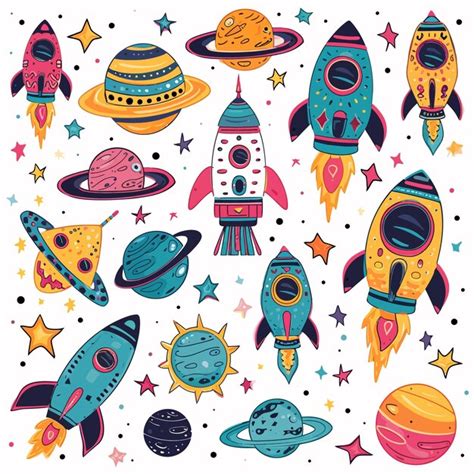 Premium Vector Pattern With Space Rocket