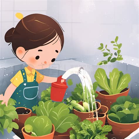 3d数字艺术暑假小女孩在给蔬菜浇水 插画ai平面元素免费下载png格式2688像素编号70892140 千图网