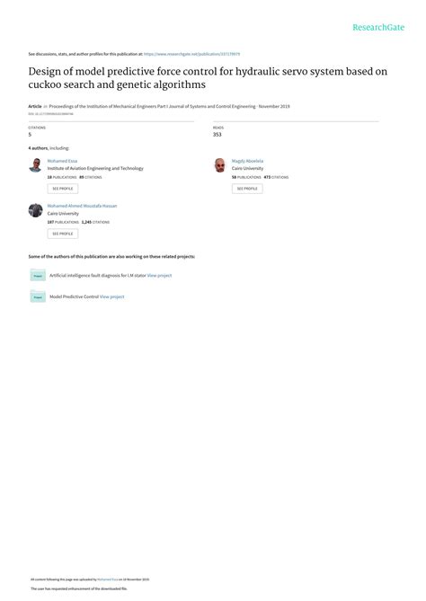 Solution Design Of Model Predictive Force Control For Hydraulic Servo System Based On Cuckoo