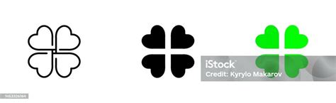 그린 클로버 세트 아이콘입니다 토끼풀 비료 세 포일 새싹 정원 녹지 잔디 삽 녹색 평화 생태 개념입니다 선에 있는 벡터 아이콘 흰색 배경에 검은색과 화려한 스타일 0명에