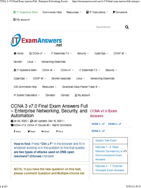 Ccna 3 V70 Final Exam Answers Full Enterprise Networking Security
