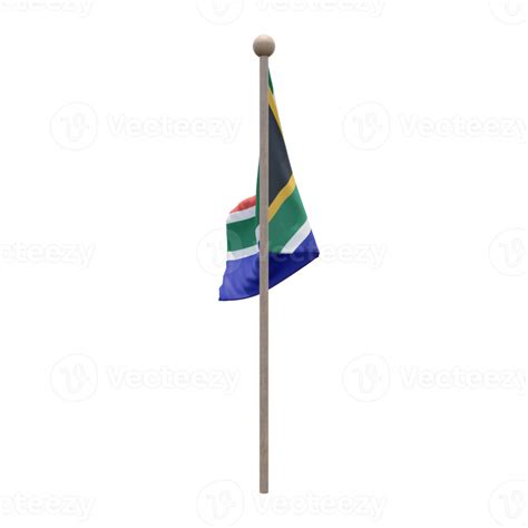 South Africa 3d Illustration Flag On Pole Wood Flagpole 11284985 Png