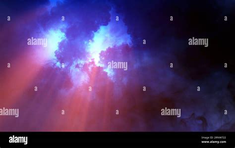 3d Rendering Of Lightning Strike And Light Effects In Clouds
