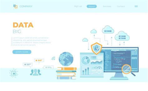 Premium Vector Big Data Processing Infographic Analysis Analytics Database Research Financial