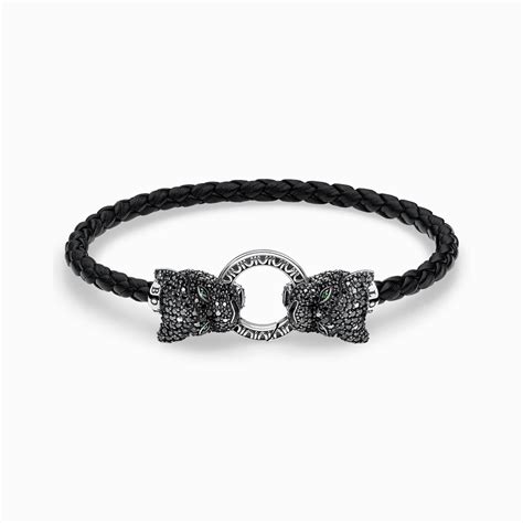 Leather Strap Black Cat Rebel At Heart Thomas Sabo