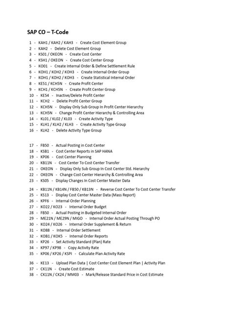 Co Transaction Codes Pdf Business Business Economics