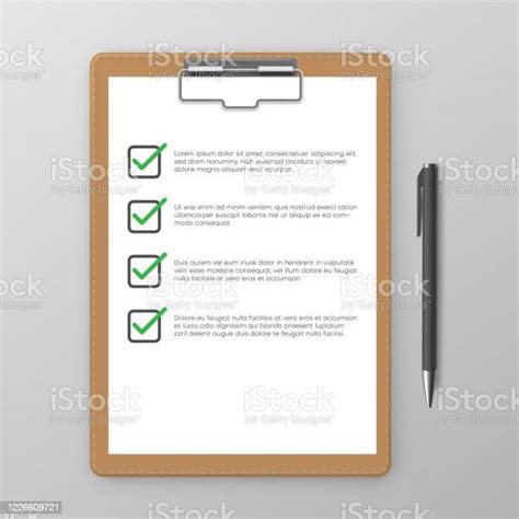 설문 조사 클립보드의 체크 리스트는 펜 옆에 사실적인 스타일로 표시됩니다 눈금 표시가 있는 플래너 3차원 형태에 대한 스톡 벡터 아트 및 기타 이미지 Istock