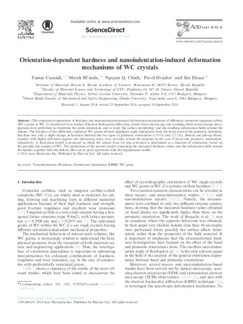 Pdf Orientation Dependent Hardness And Nanoindentation Induced