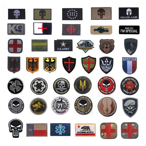 Вышитые военные нашивки в полоску тактические заплатки для одежды красный крест Снайпер Франция