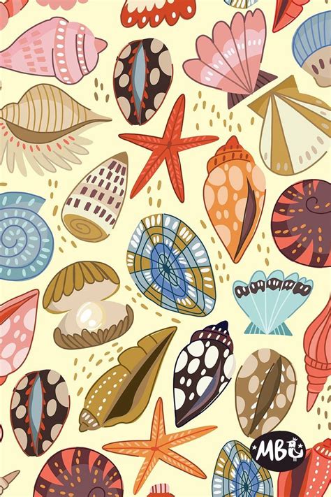 Seashells Pattern By Marusha Belle Seamless Repeat Vector Royalty Free