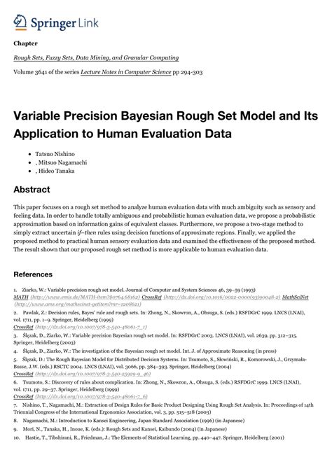 Pdf Variable Precision Bayesian Rough Set Model And Its Application To Human Evaluation Data