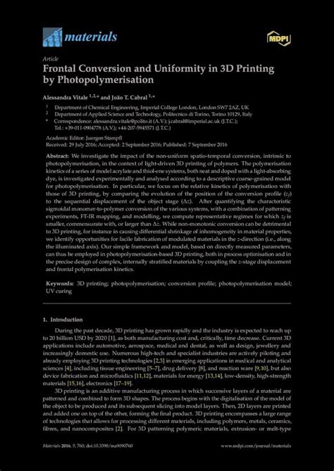 Pdf Frontal Conversion And Uniformity In 3d Printing By €¦ · Control Of The Spatio Temporal