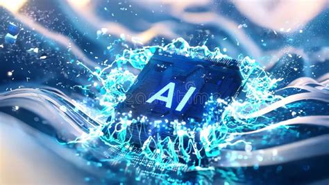 Ai Letters On Glowing Chip Advanced Futuristic Microprocessor Connecting With A Motherboard And