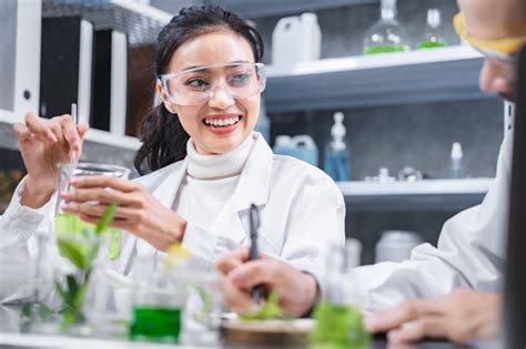 생물학 과학 실험실에서 천연 약초 성분을 사용한 생명 공학 화장품 연구에 종사하는 화학 과학자 피부과용 식물학 실험에서 유기