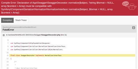 Php Symfony Declaration Of Appswaggerswaggerdecoratornormalize
